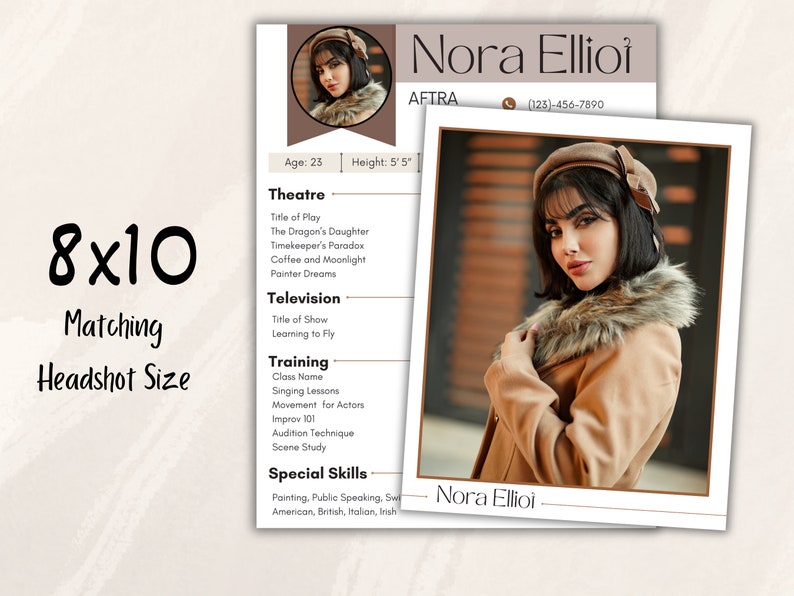 Resume Template for Actors Auditions Editable in Canva CV Professional ...