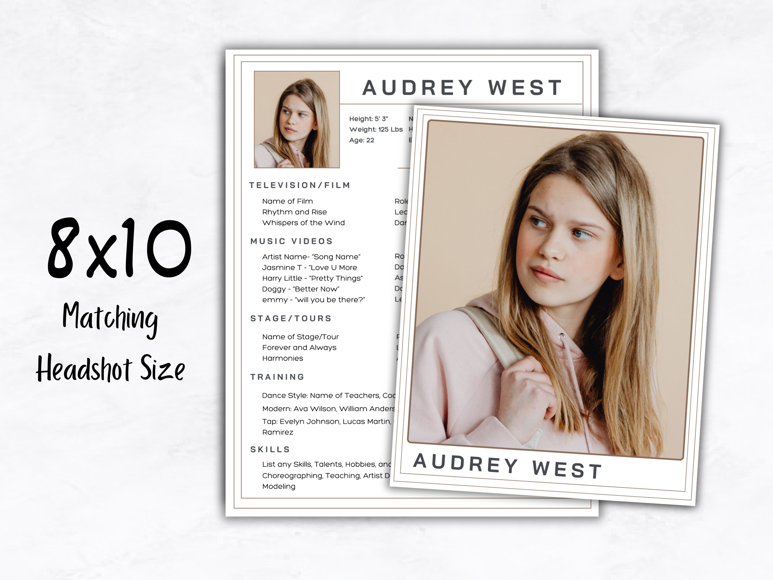 Dancers Resume Template for Auditions Editable in Canva CV Professional ...