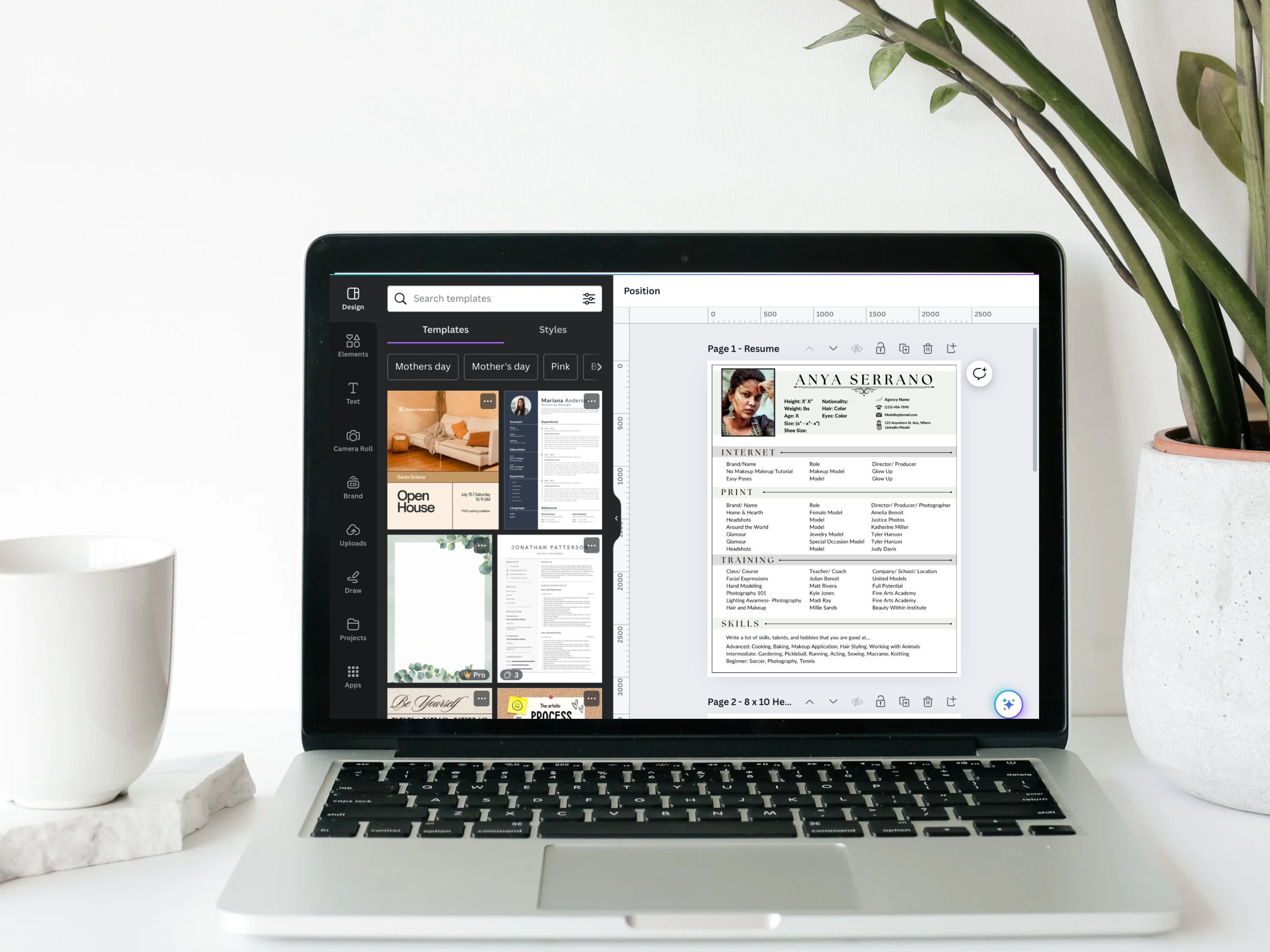 Modeling Resume Template Editable in Canva Professional CV Digital ...