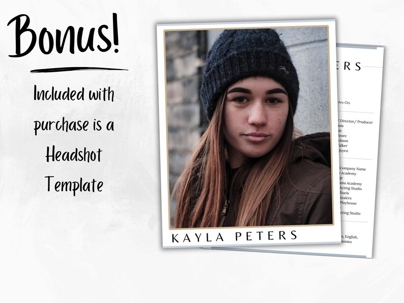 Actors Resume Template Auditions Editable in Canva CV Professional ...