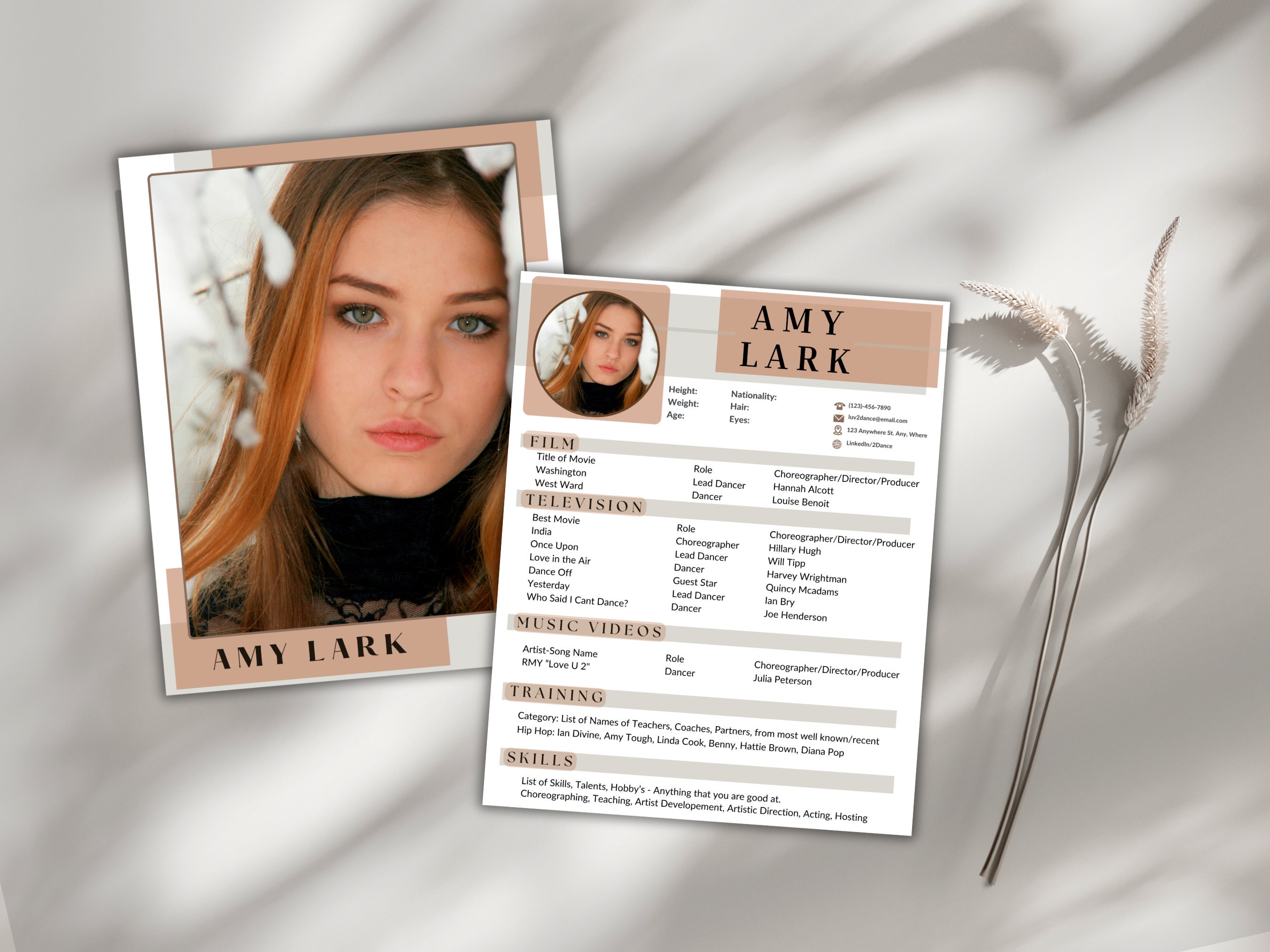 Dancer Resume Template for Auditions Editable in Canva CV Professional ...