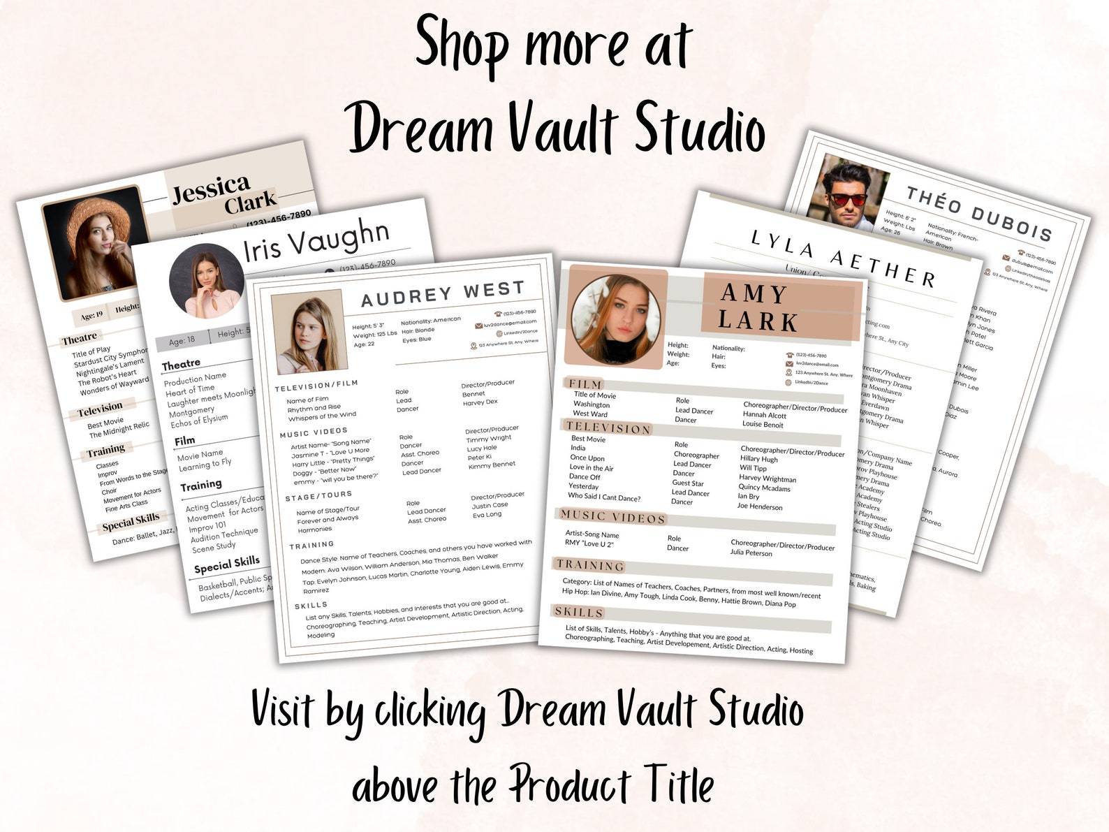 Professional Dancer Resume Template for Auditions Talent Agency ...