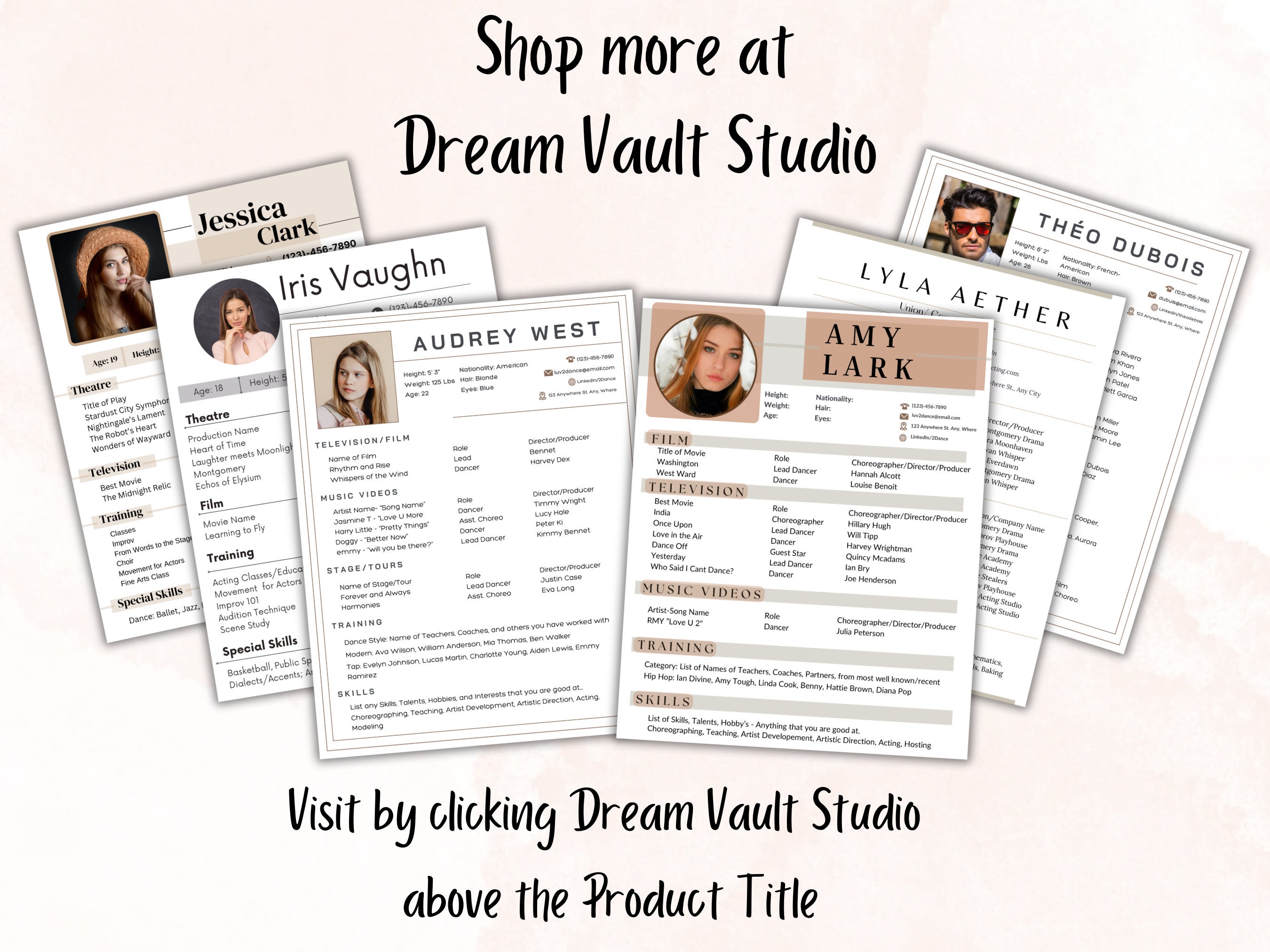 Professional Dancer Resume Template for Auditions Talent Agency ...