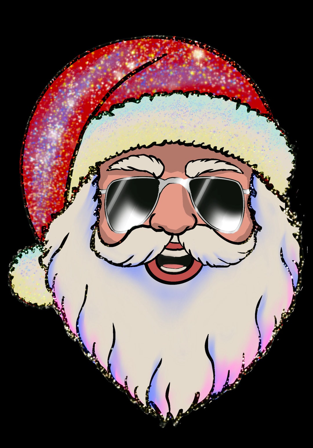 5x Cool Santa With Sunglasses PNG Collection, Cute Christmas T Shirt ...