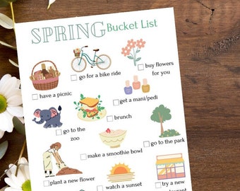 PRINTABLE Spring Bucket List Checklist Create Flowers Ideas - Etsy