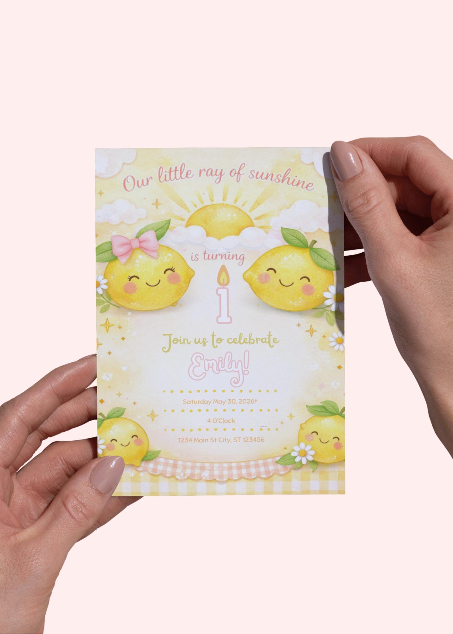 Little Lemon Birthday Invitation | Editable Sunshine Party Invite ...