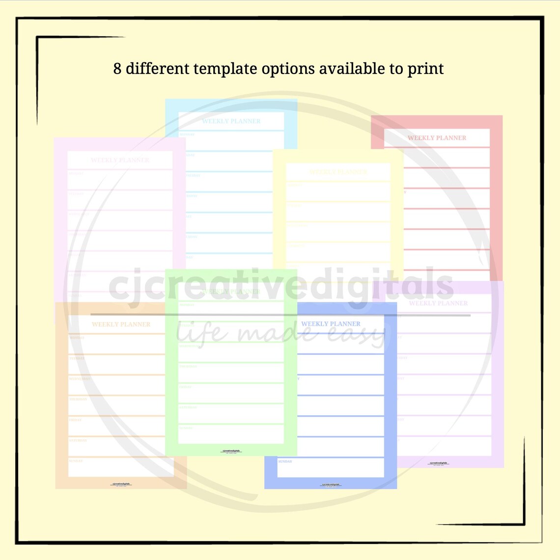 Pastel Weekly Planner Printable: 7-day Overview, Task Tracker (digital ...