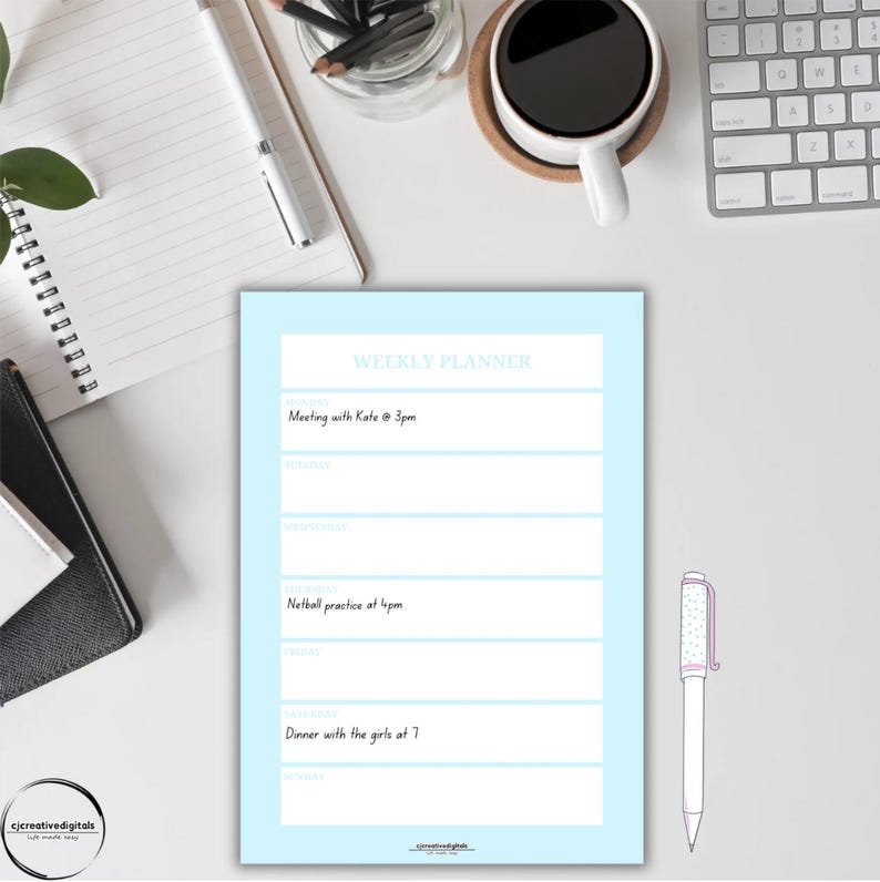 Pastel Weekly Planner Printable: 7-day Overview, Task Tracker (digital ...