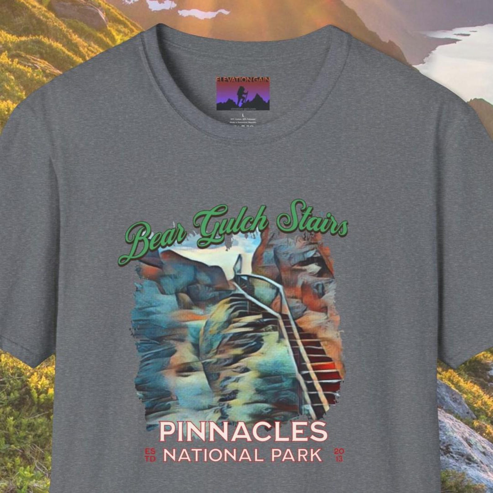 Pinnacles National Park Shirt, Bear Gulch Stairs Outdoor Adventure Tee ...