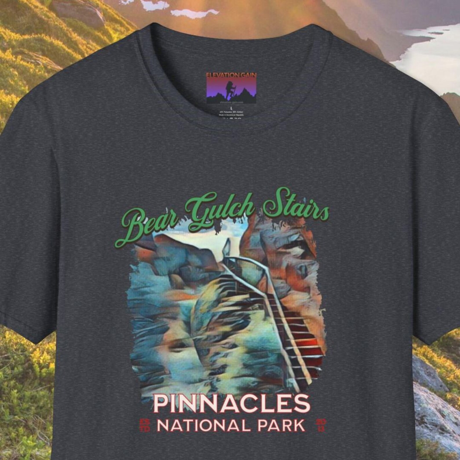 Pinnacles National Park Shirt, Bear Gulch Stairs Outdoor Adventure Tee ...