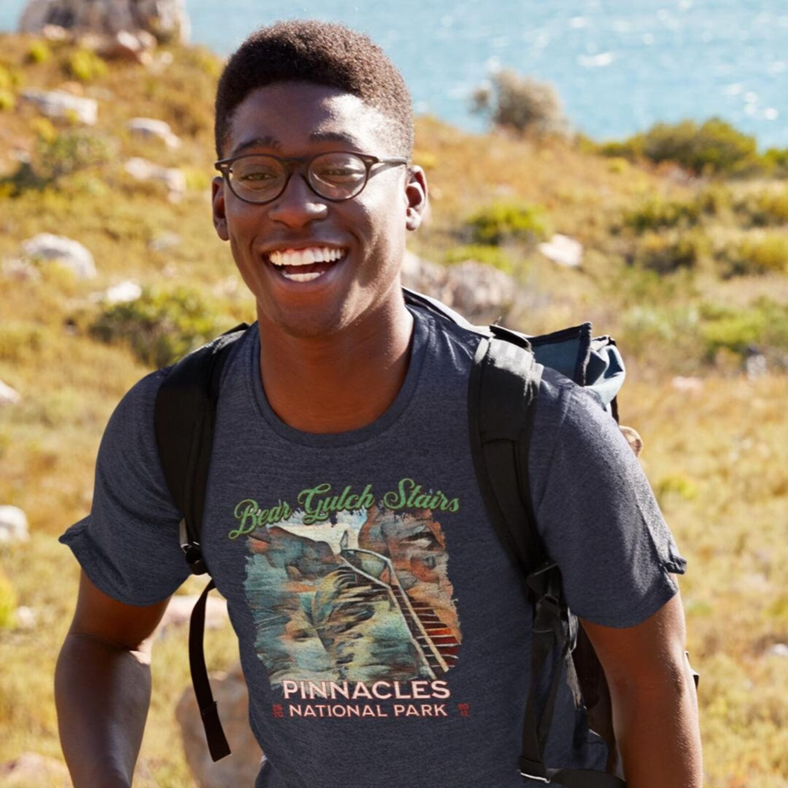 Pinnacles National Park Shirt, Bear Gulch Stairs Outdoor Adventure Tee ...