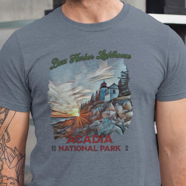Acadia National Park Shirt, Bass Harbor Lighthouse, Outdoor Adventure ...