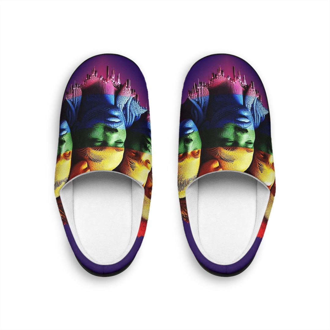 Men's Slippers, LGBTQ Pride Colors, Rainbow Indoor Footwear, LGBT Pride ...