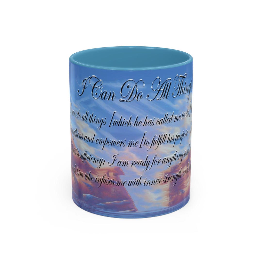 Coffee Mug, Inspirational Verse 'I Can Do All Things', Crutch Woman ...