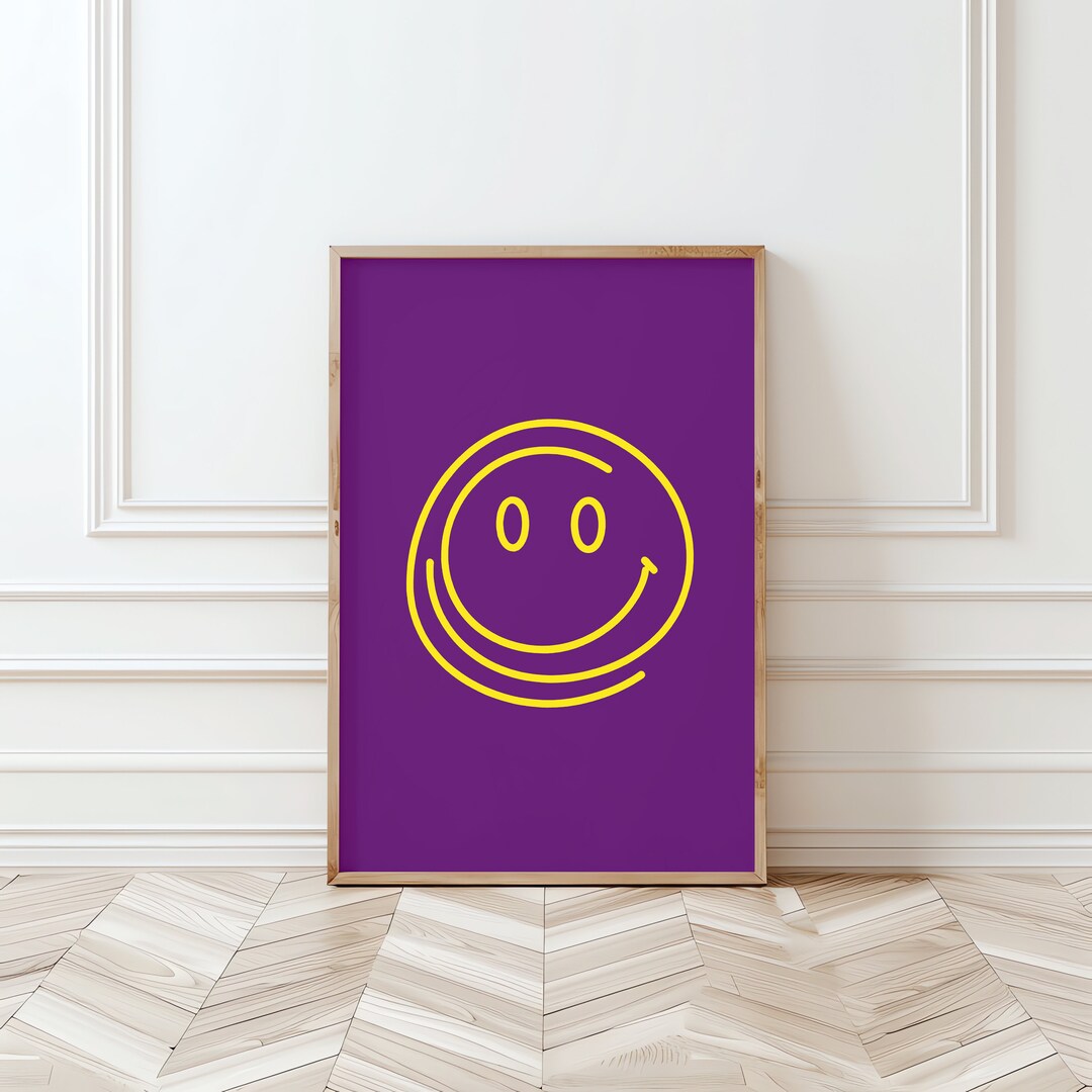 Smiley Face Print Trendy Wall Art Preppy Poster Teen Bedroom Decor ...