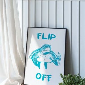 Funny Sea Turtle Wall Art Sea Animal Rude Print Sarcastic Quote ...