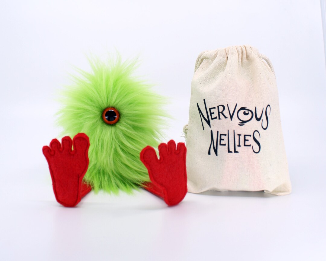 Nervous Nelly Plush Monster Toy- Green and Red - Etsy