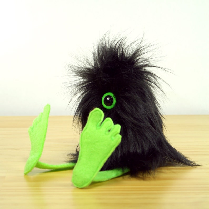 Nervous Nelly Plush Monster Toy Black | Etsy