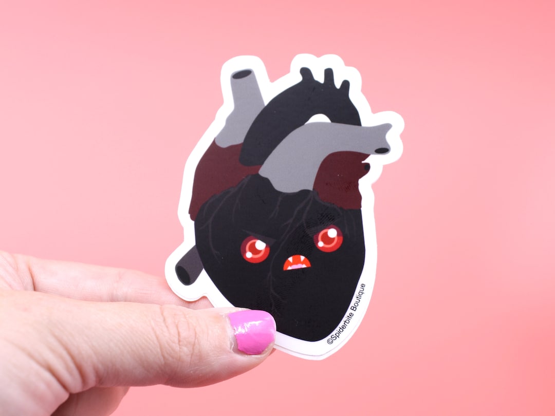 Dark Vampire Heart With Fangs Vinyl Sticker - Etsy