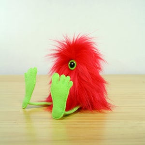 Nervous Nelly Plush Monster Toy- Red - Etsy