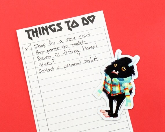 Sad Monster in an Ill Fitting Flannel Vinyl Fridge Magnet | Etsy