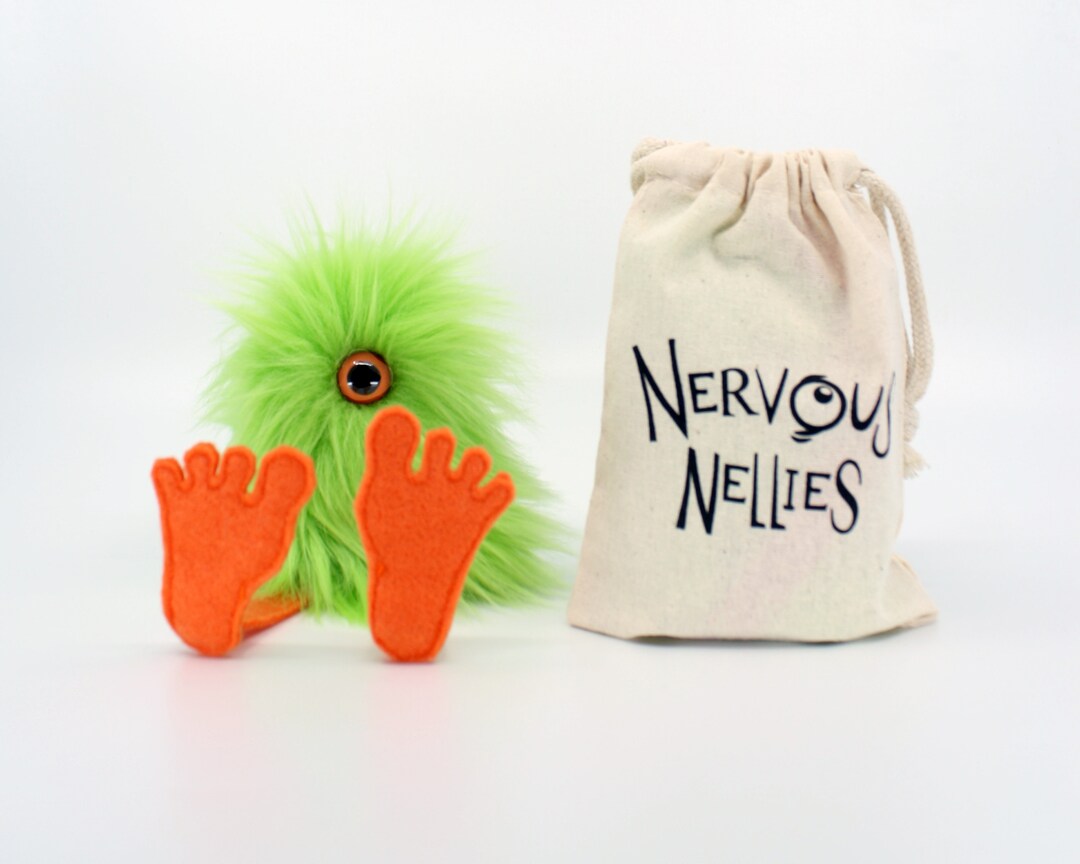 Nervous Nelly Plush Monster Toy- Green and Orange - Etsy