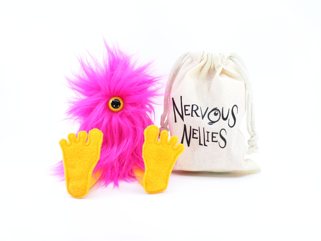 Nervous Nelly Plush Monster Toy- Pink and Yellow - Etsy