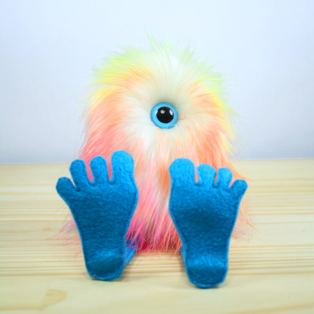Nervous Nelly Plush Monster Toy- Rainbow Blue - Etsy