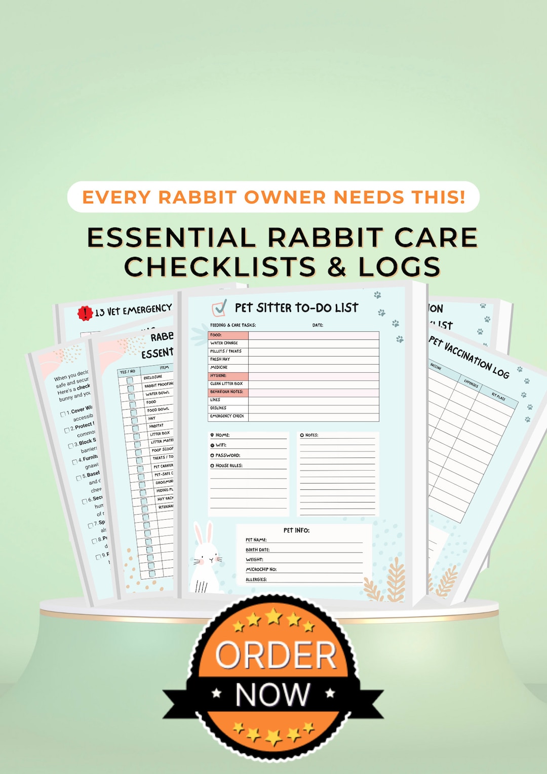 Essential House Rabbit Care CHECKLISTS: Bunny Mom / Dad Home Care ...