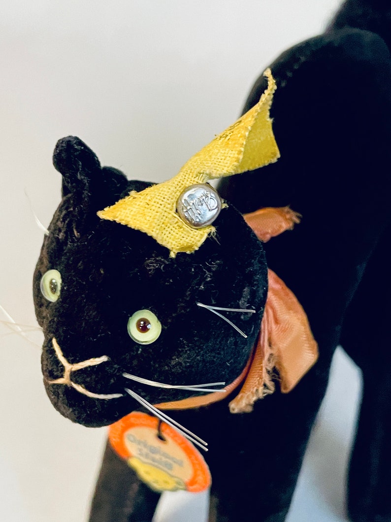 Steiff, Scaredy, Black Tom Cat, 1950s, Material is Velvet & Mohair, 4 ...