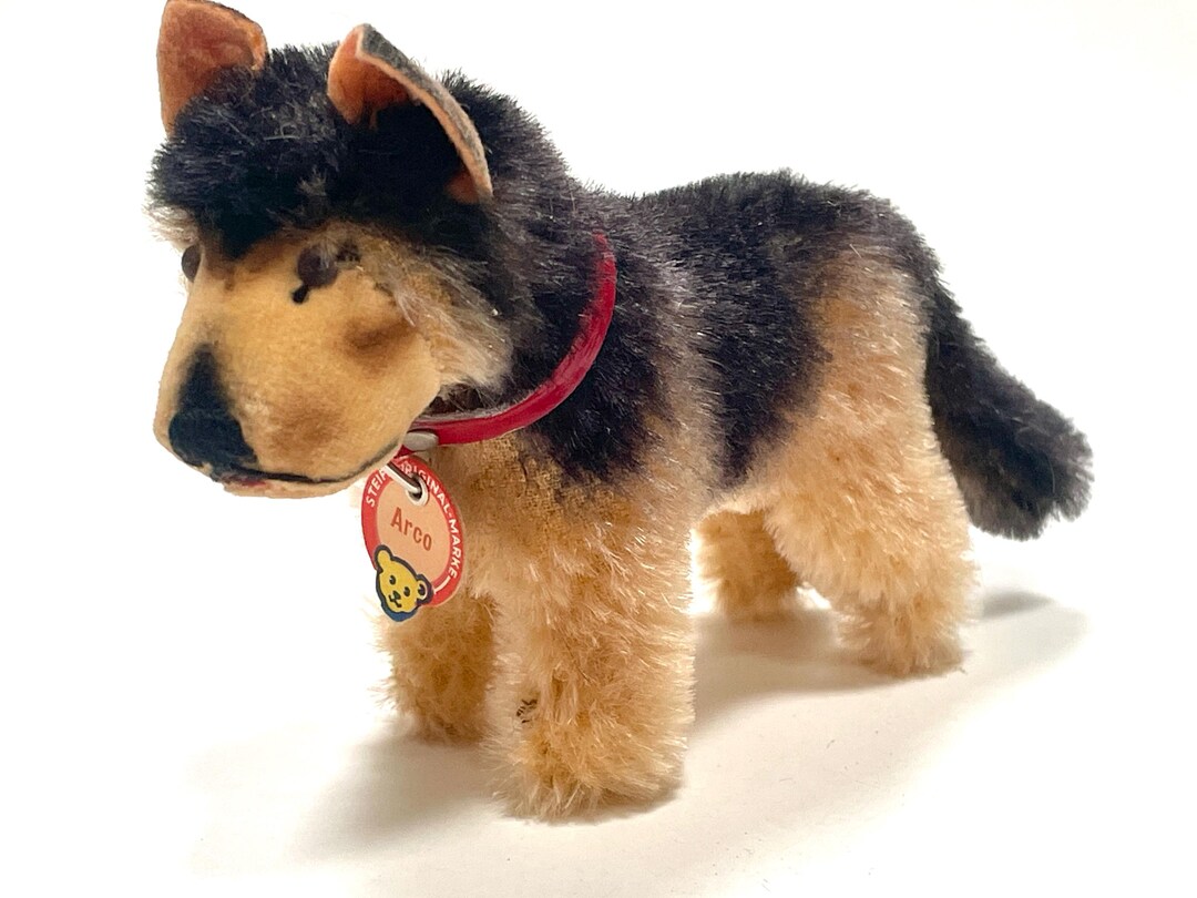 Steiff Dog Arco German Shepherd Stuffed Toy Animal - Old Mohair Dog ...