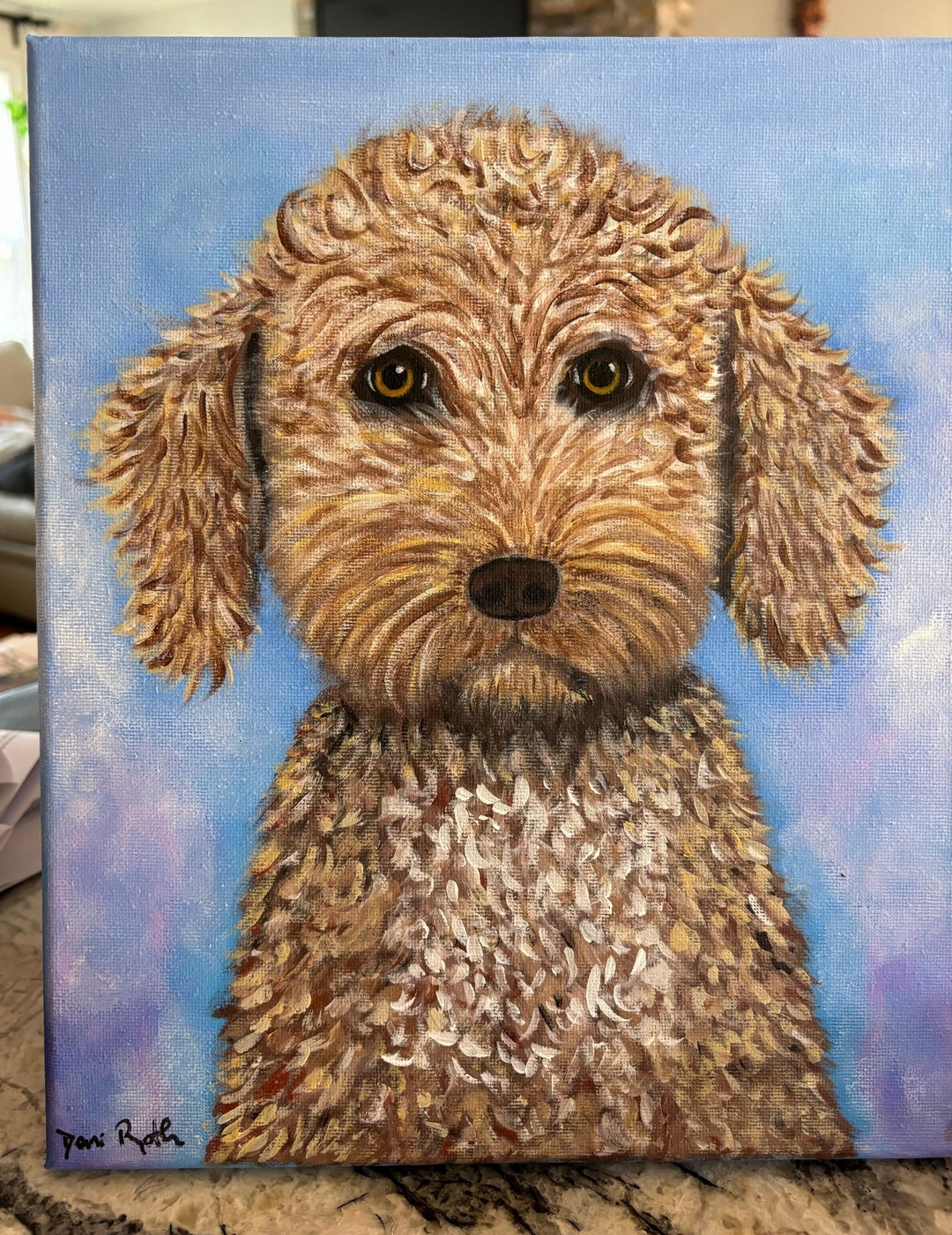 Ready to Cuddle Poodle Original Painting 9x12 Inches Acrylic on Canvas ...