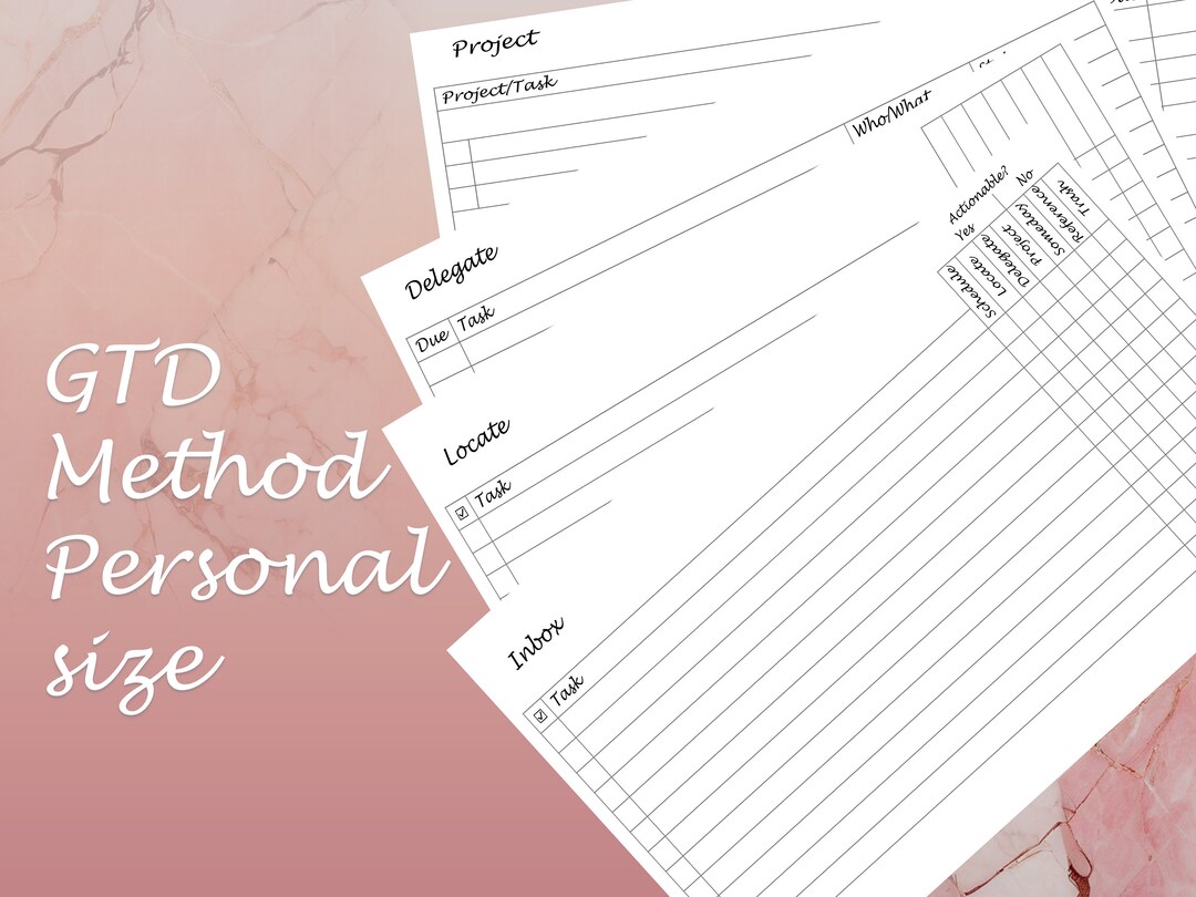 Getting Things Done Method GTD Method Companion Sheets Inbox Personal ...