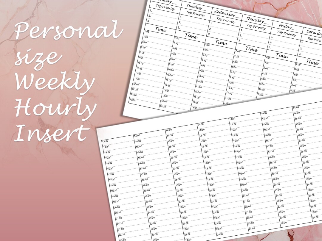 Time Blocking Personal/a6 Size Weekly Layout Week on 2 Pages Vertical ...