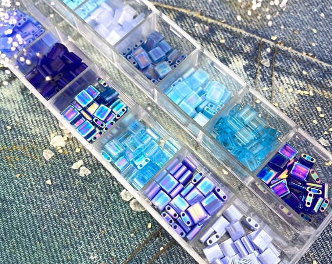 Blue Tones 12 Colors Tila Bead Box - DIY JEWELRY - Etsy