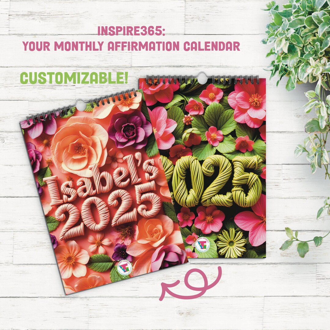 Personalized 2025 Affirmation Calendar, Colorful Monthly Floral ...