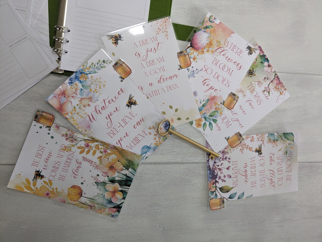 A5 Bees Themed Laminated Planner Dividers Samples With Inspiring Quotes ...