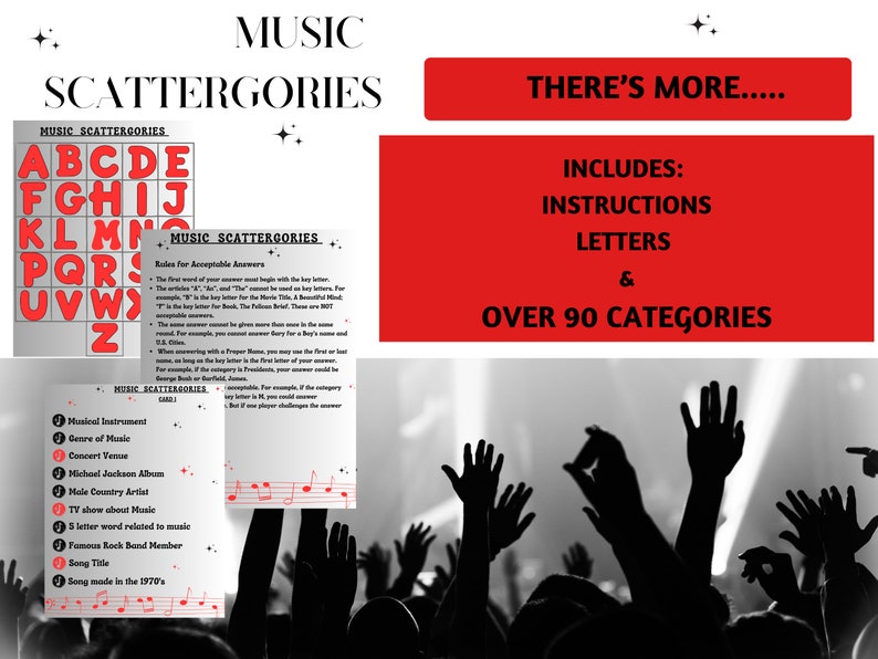 Music Scattergories Game: Printable Family Fun (digital Download ...