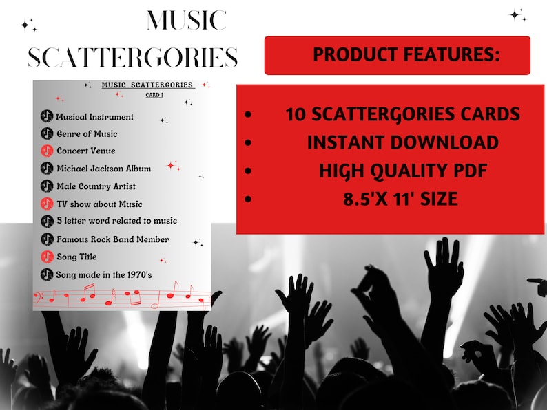 Music Scattergories Game: Printable Family Fun (digital Download ...