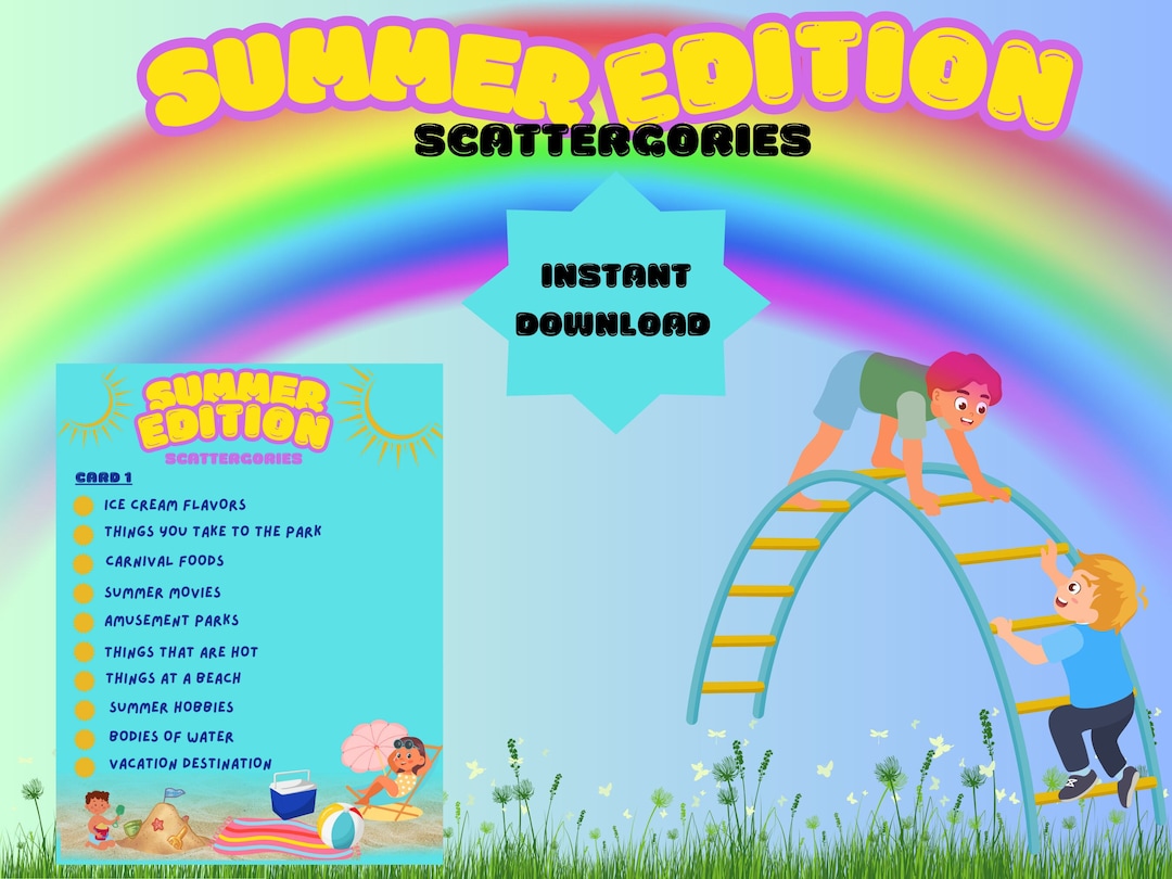 Summer Edition Scattergories Game, 8 Lists, Kids Game, Great for ...