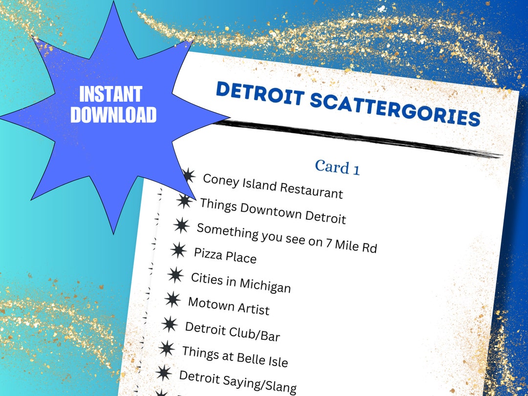 Detroit Scattergories Game, 10 Lists, Detroit Game, Great for Parties ...