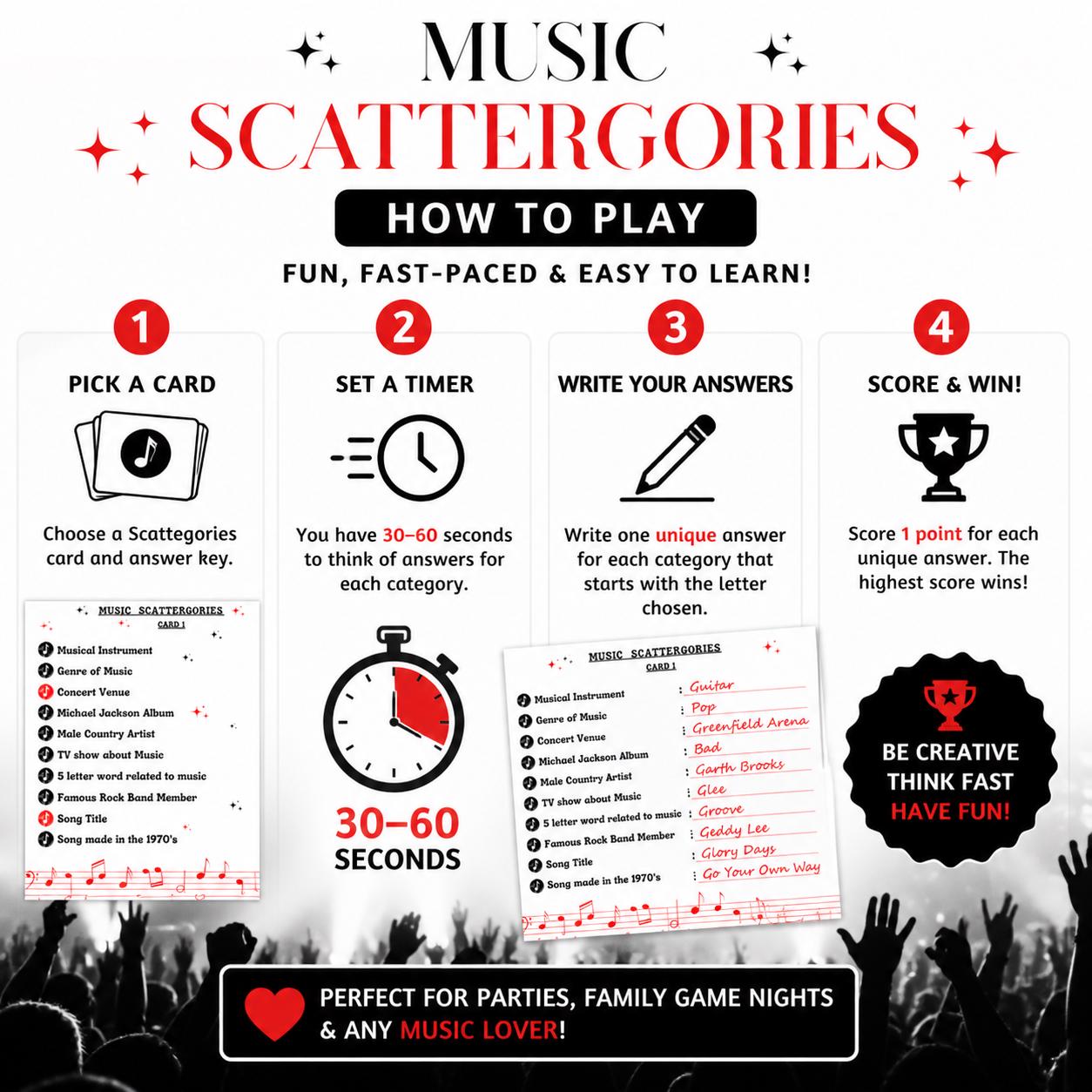 Music Scattergories Game: Printable Family Fun (digital Download) - Etsy