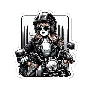 Cute Badass Girl in Harley Motorcycle Woman Biker STICKER - Etsy