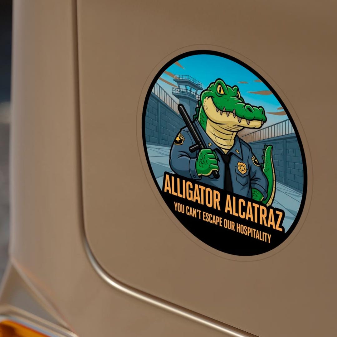 Alligator Alcatraz Transparent Outdoor Stickers, Funny Political ...