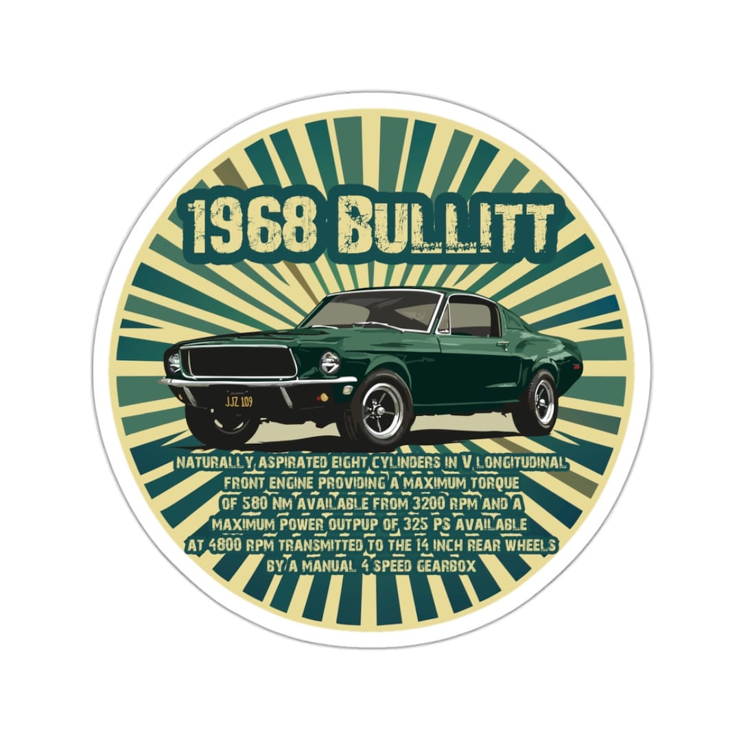 Ford Mustang Bullitt 1968 Muscle Classic Vintage Retro Car STICKER - Etsy