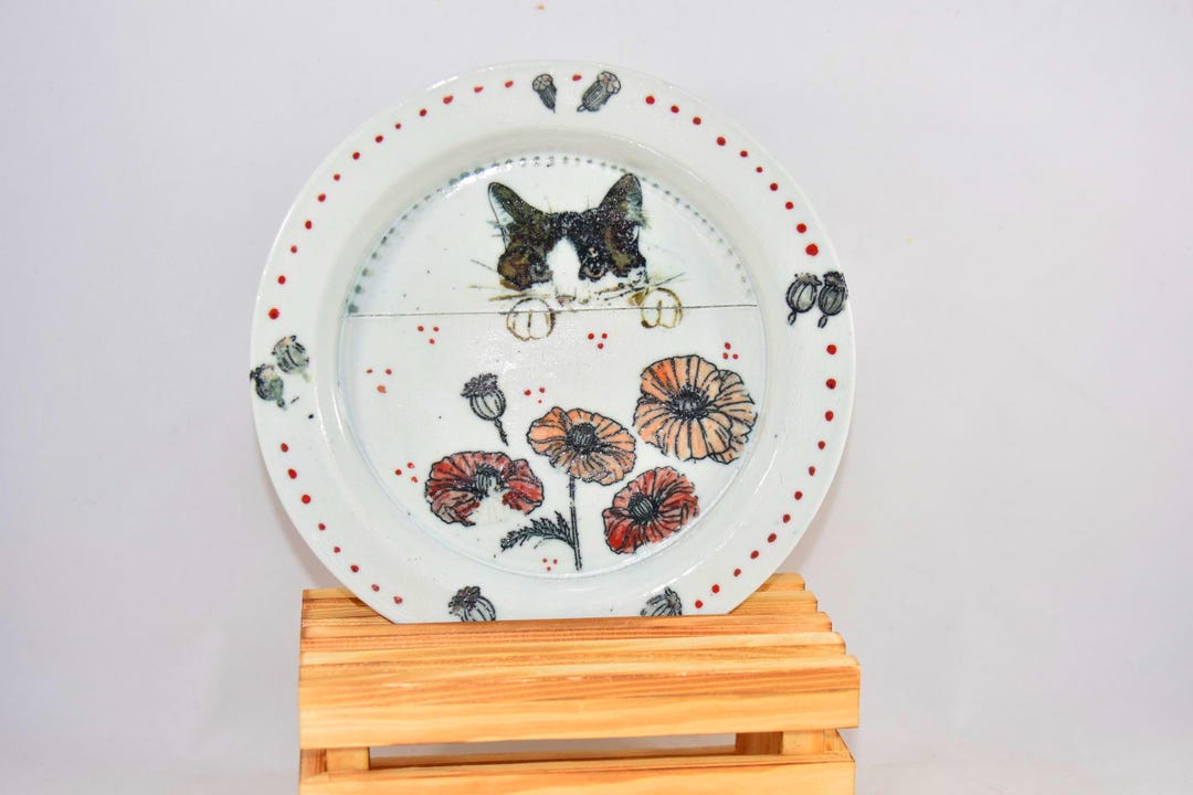 Tuxedo Cat Ceramic Plate: for Snacks, Appetizers, Desserts, Keys ...