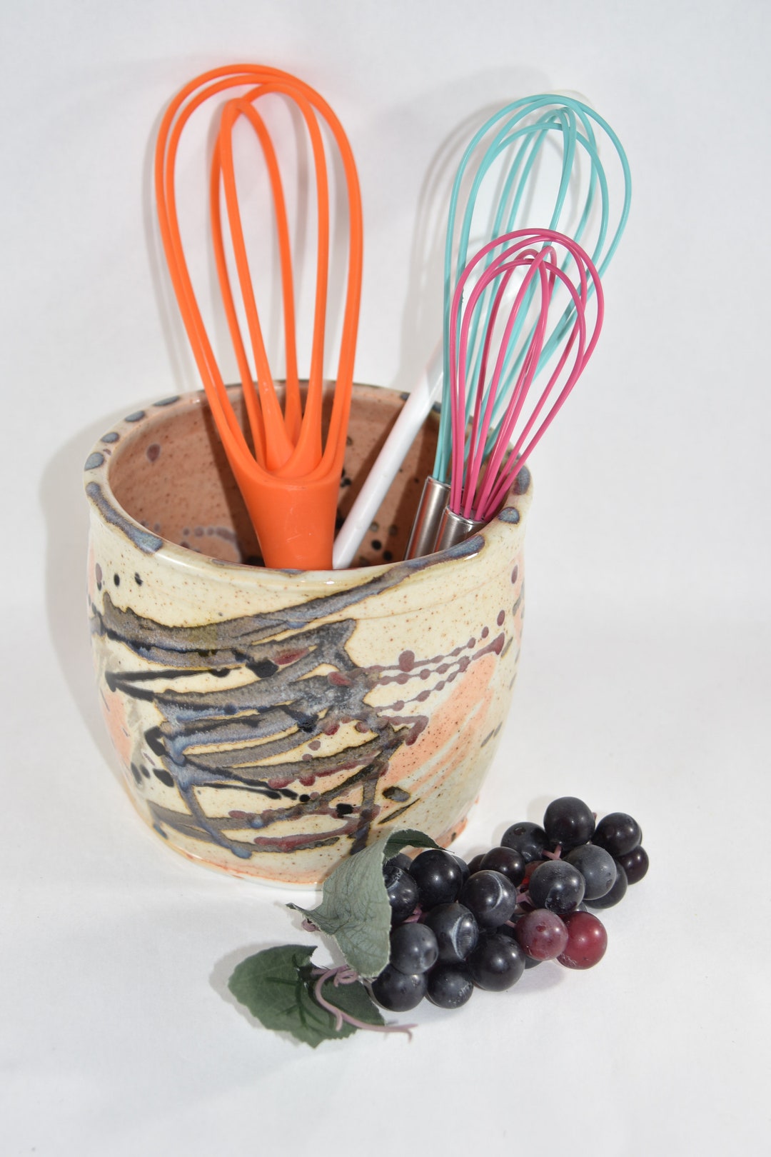 Shino Glazed Kitchen Utensil Holder. Champagne Bucket. Ceramic Crock ...