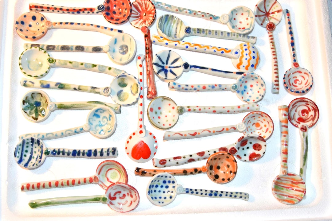 Handmade Ceramic Teaspoons: Whimsical Kitchen Spoons, Set of 2, 4, 6 or ...