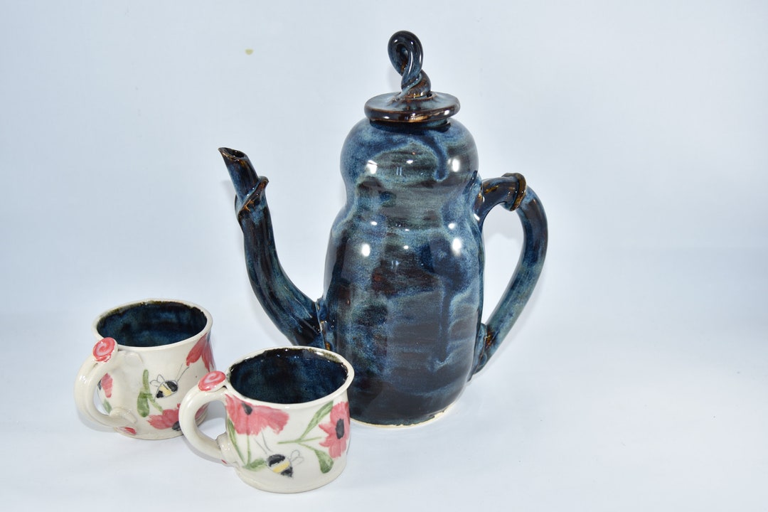 SALE! Handmade Ceramic Teapot in Moody Blue. Pottery Tea Set, Tea Pot ...