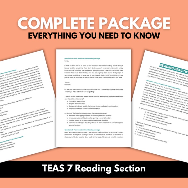 TEAS 7 Reading Section Bundle | 53 Pages | TEAS Notes | Study Notes - Etsy